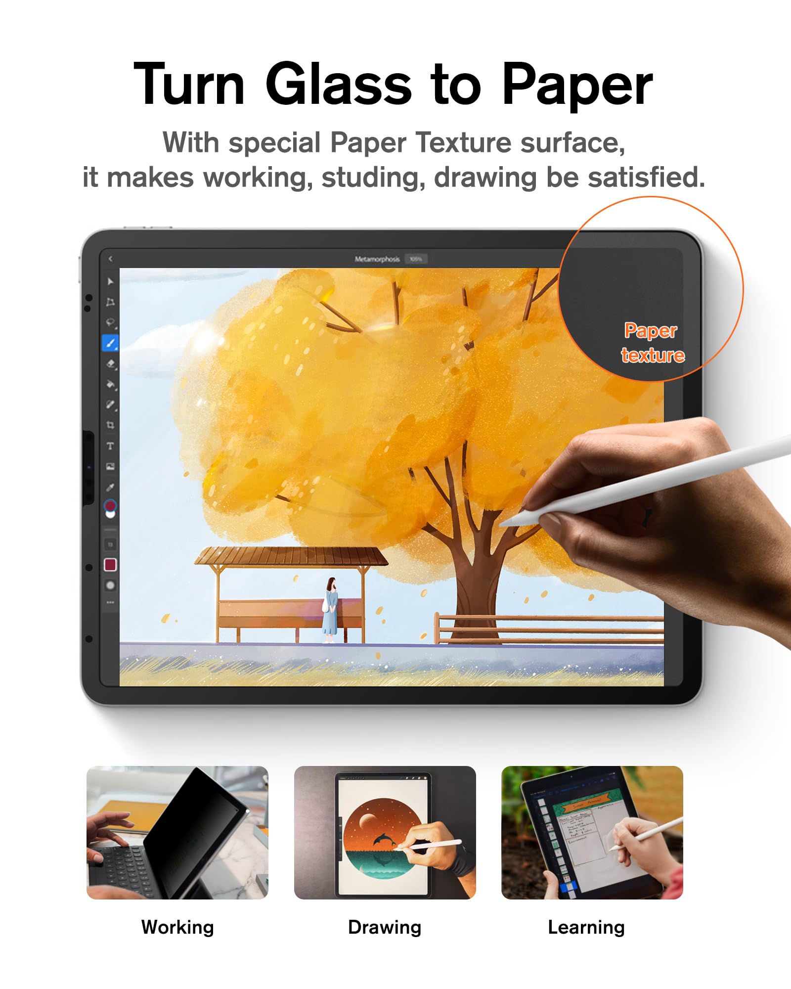KCT Paperfeel Pro Privacy Screen Protector Compatible with iPad Air 5th Generation iPad Air 4th Generation (10.9 inch, 20222020) iPad Pro 11 Inch 2021&2020&2018(3rd&2nd&1st Gen),