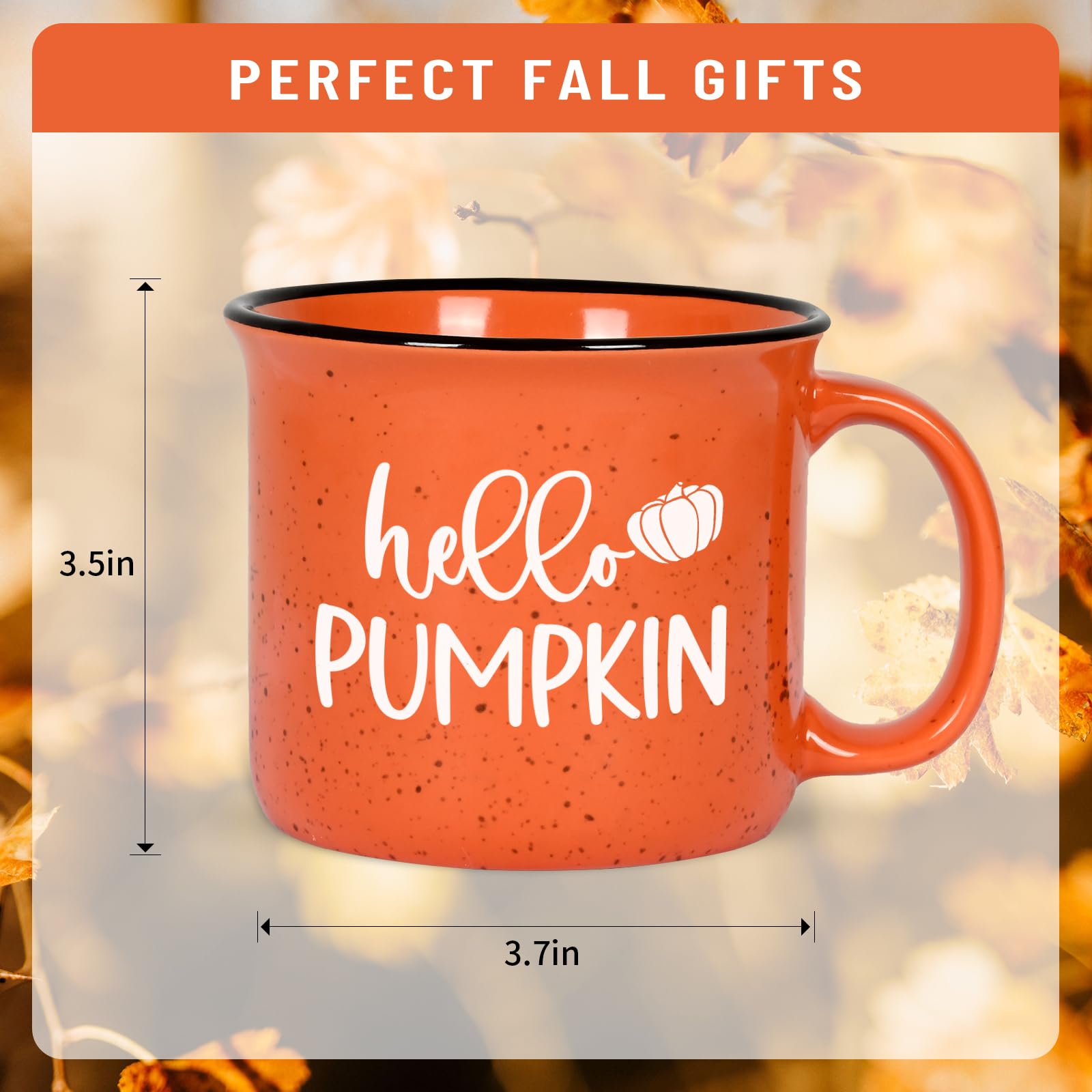 Maustic Fall Coffee Mug, Hello Pumpkin Mug, Pumpkin Coffee Mug, Fall Mug, Fall Seasonal Decor, Great Campfire Mug for Home, Camping, Perfect for Fall, Thanksgiving, Cute Pumpkin Cup 15 Oz