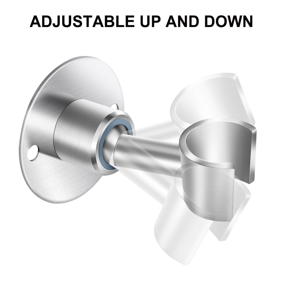 Lokyanwin Shower Head Holder,360° Adjustable Stainless Steel Handheld Shower Head Bracket Holder Wall Mount,Steel Shower Spray Holder Wall Mount Shower Wand Holder,Brushed Nickel SUS304