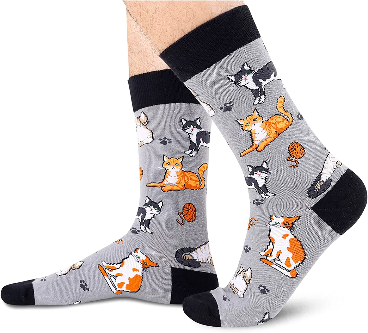 HAPPYPOP Funny Cat Gifts for Cat Lovers Cat Dad Gifts, Novelty Cat Socks Crazy Silly Fun Socks for Men Daddy Husband