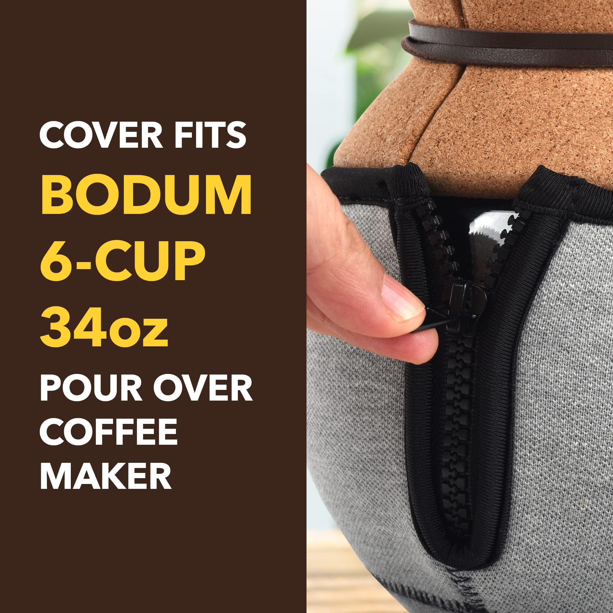 IMPRESA [2 Pack] Insulated Pour Over Coffee Cozy for Bodum 6 Cup Coffee Maker - Insulation and Protection Sleeve for Coffee Carafe Glass - Pour Over Carafe Accessory for Drip Coffee Maker