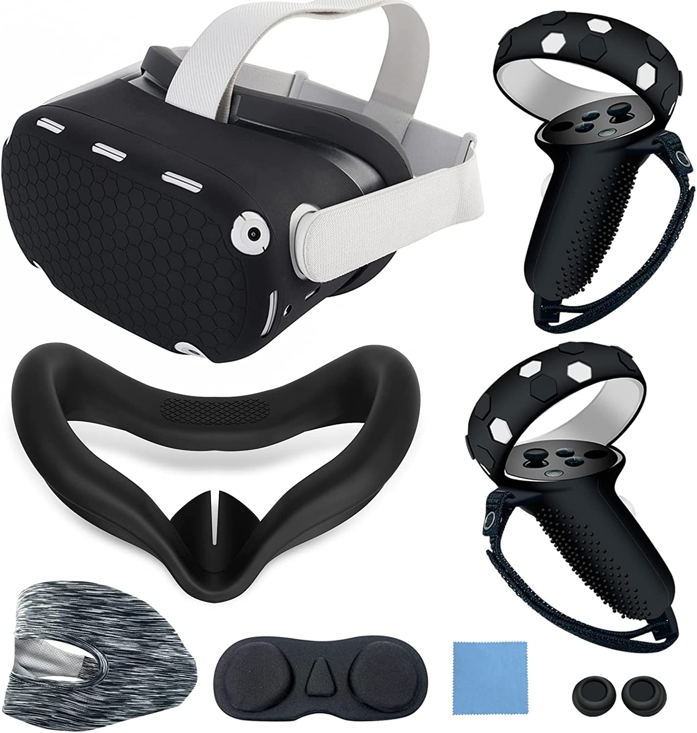JYMEGOVR for Oculus Quest 2 Silicone Cover, Protective Cover Accessories for Meta VR, Multi Colors Soft Shell Skin, Controller Grips & Face Cover Set (Pink)