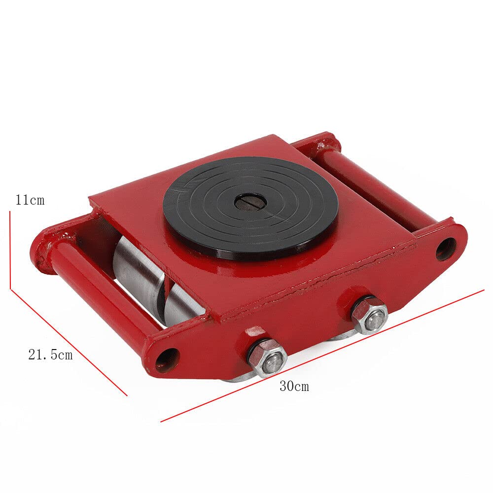Machine Skates, 6T Machinery Skate Dolly 13200lbs Machinery Moving Skate, Machinery Mover Skate w/ 360° Rotation Cap and 4 Rollers, Heavy Duty Industrial Moving Equipment (Red)
