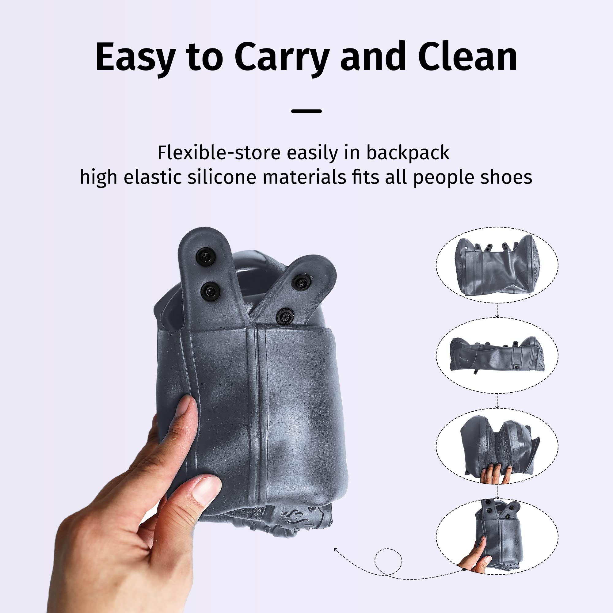 iCreek Waterproof Shoe Cover Galoshes Overshoes Men and Women Motorcycle Boot Rain Covers Easy Cleaning Heavy Duty Over Rubber Work Rubber Overshoe, Grey,XL