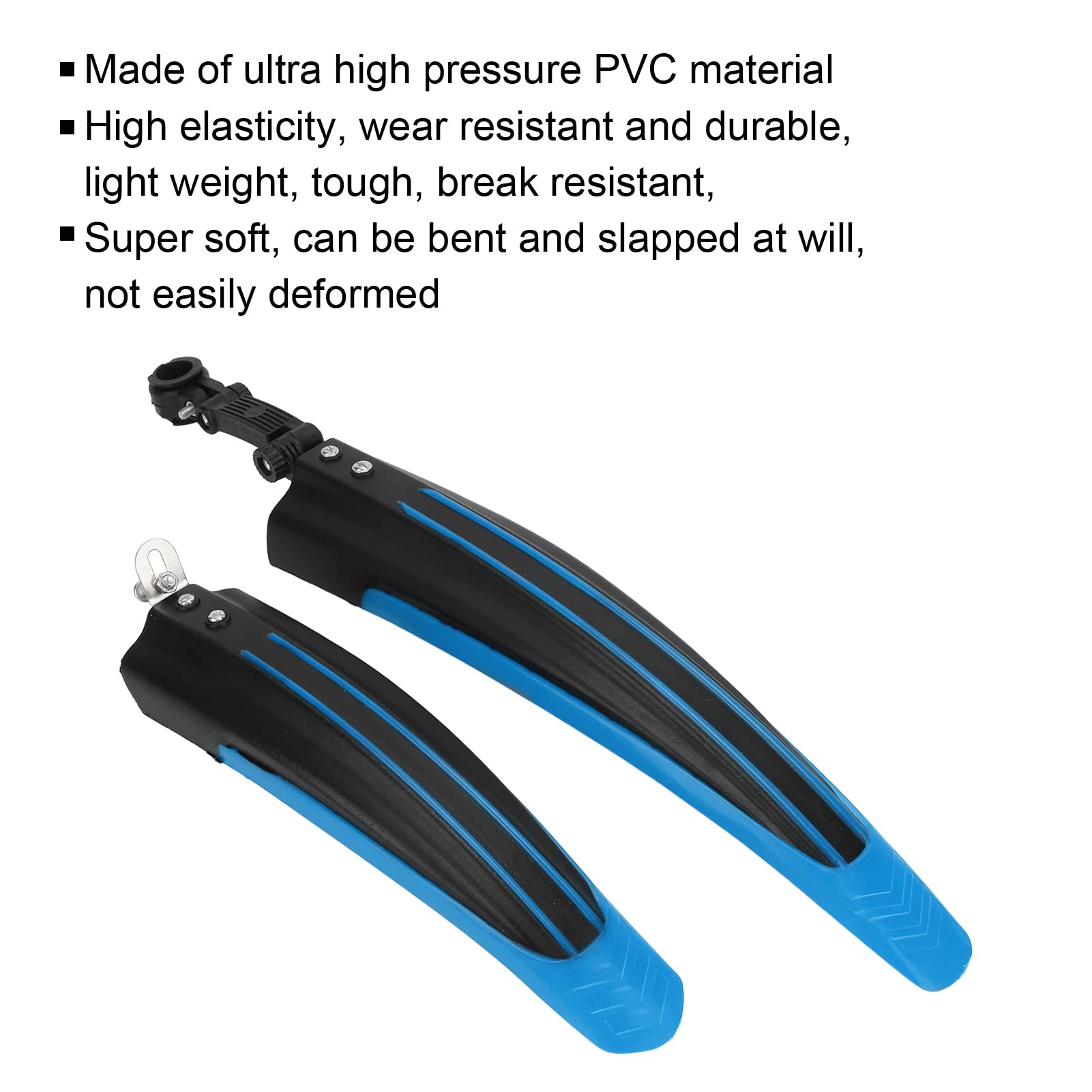 LAIONTY Bike Rear Mudguard Set Front Back Rear Tire Mud Guards Kit Easy to Install Mountain Road Bike Riding Cycling Accessory (Blue)