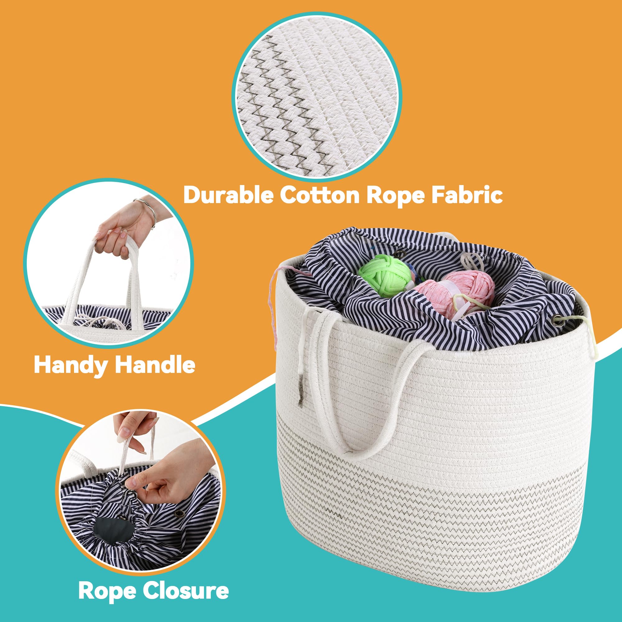 MABOZOO Crochet Bag Organizer,Large Capacity Yarn Storage Bag for Carrying Crochet Accessories,Holding Yarn,Portable Travel Knitting Bag for Crochet Lovers(15.7 * 10.6)