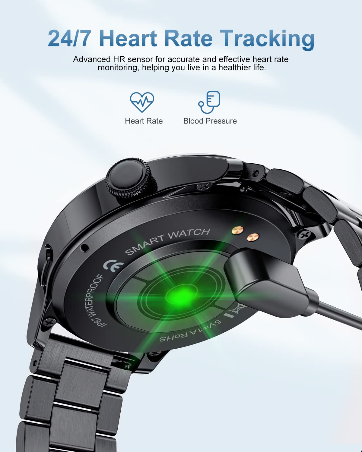 LIGE Smart Watches for Men, Smartwatch for Android and iOS Phones with Bluetooth Calls 1.32" Full Touch Screen Activity Tracker Heart Rate Sleep Monitor IP67 Waterproof Pedometer
