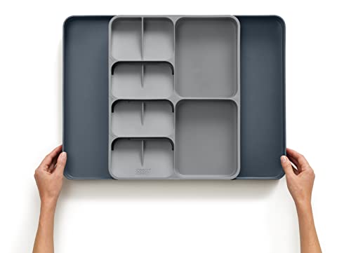 Joseph Joseph Blox 10 Piece Grey Plastic Storage Trays and DrawerStore Expandable Kitchen Drawer Organizer for Utensils, Cutlery, and Gadgets
