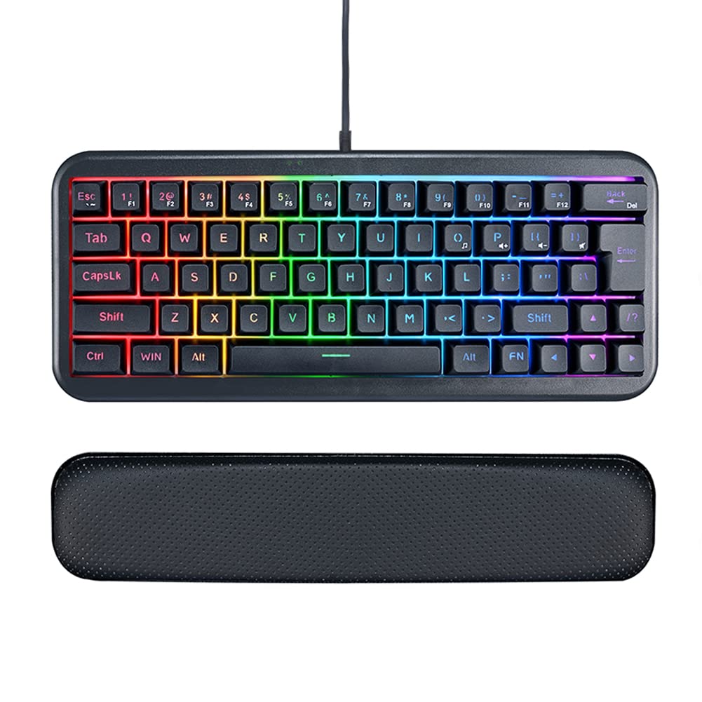 K63 Gaming Keyboard, No Numeric Keypad, Wired Keyboard, Palmrest, Keyboard, Gaming, LED, Backlight, 7 Colors, RGB Illumination, Black