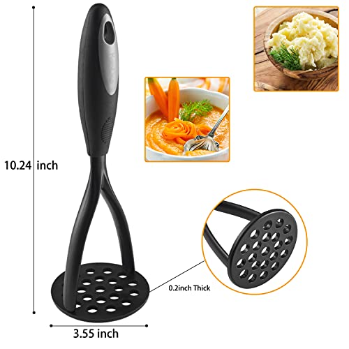KSENDALO Multifunctional Kitchen Cooking Tool β Potato Masher, Avocado Masher, Bean Masher - Nonstick Degradable Nylon Blade with Comfortable Rubber Wrapped Handle, Degradable Nylon Blade, Black