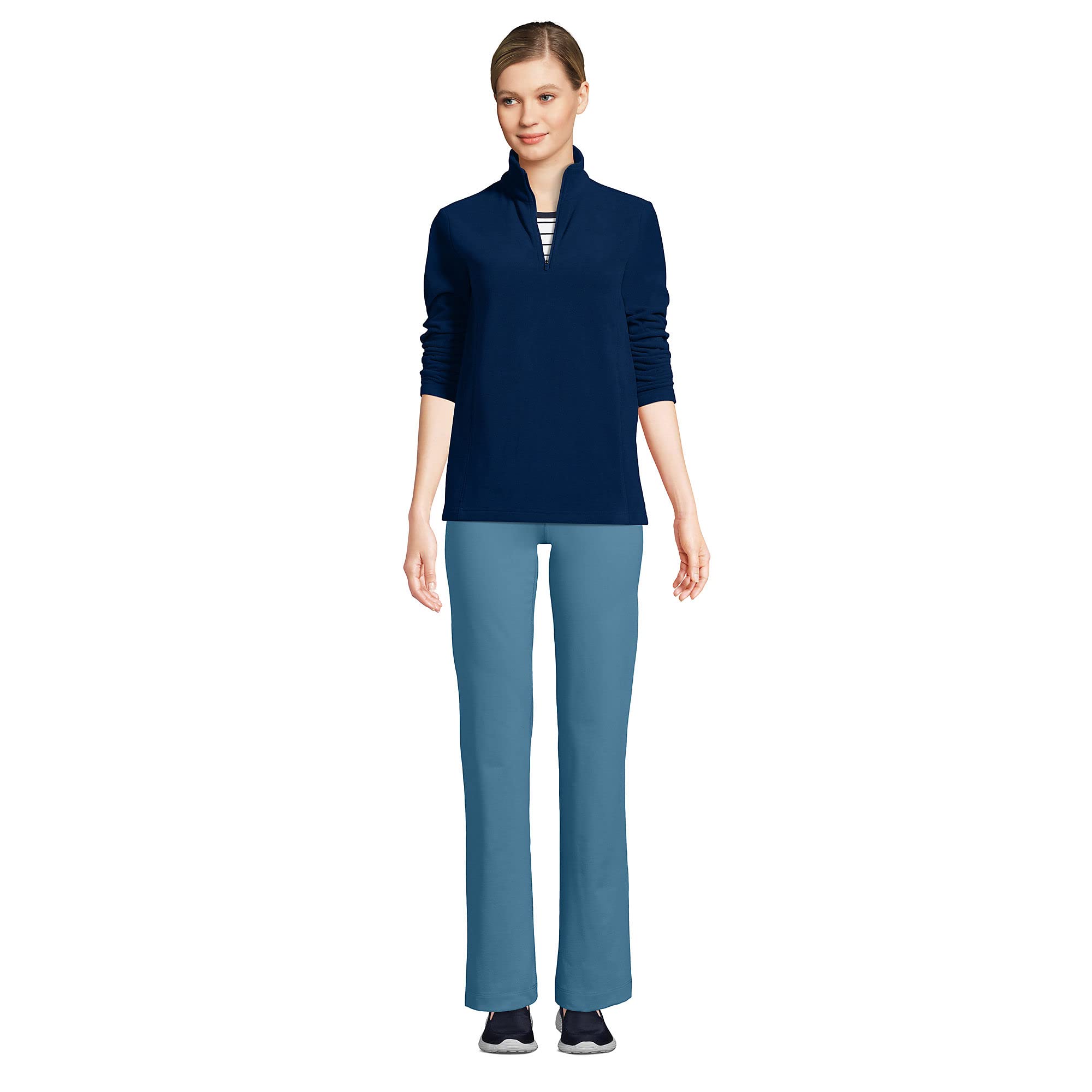 Lands' End Womens Active Yoga Pants Muted Blue Petite Medium