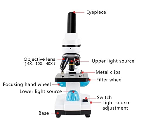LIRUXUN Zoom 2000x Biological Microscope monocular Student Laboratory Lab Education LED USB
