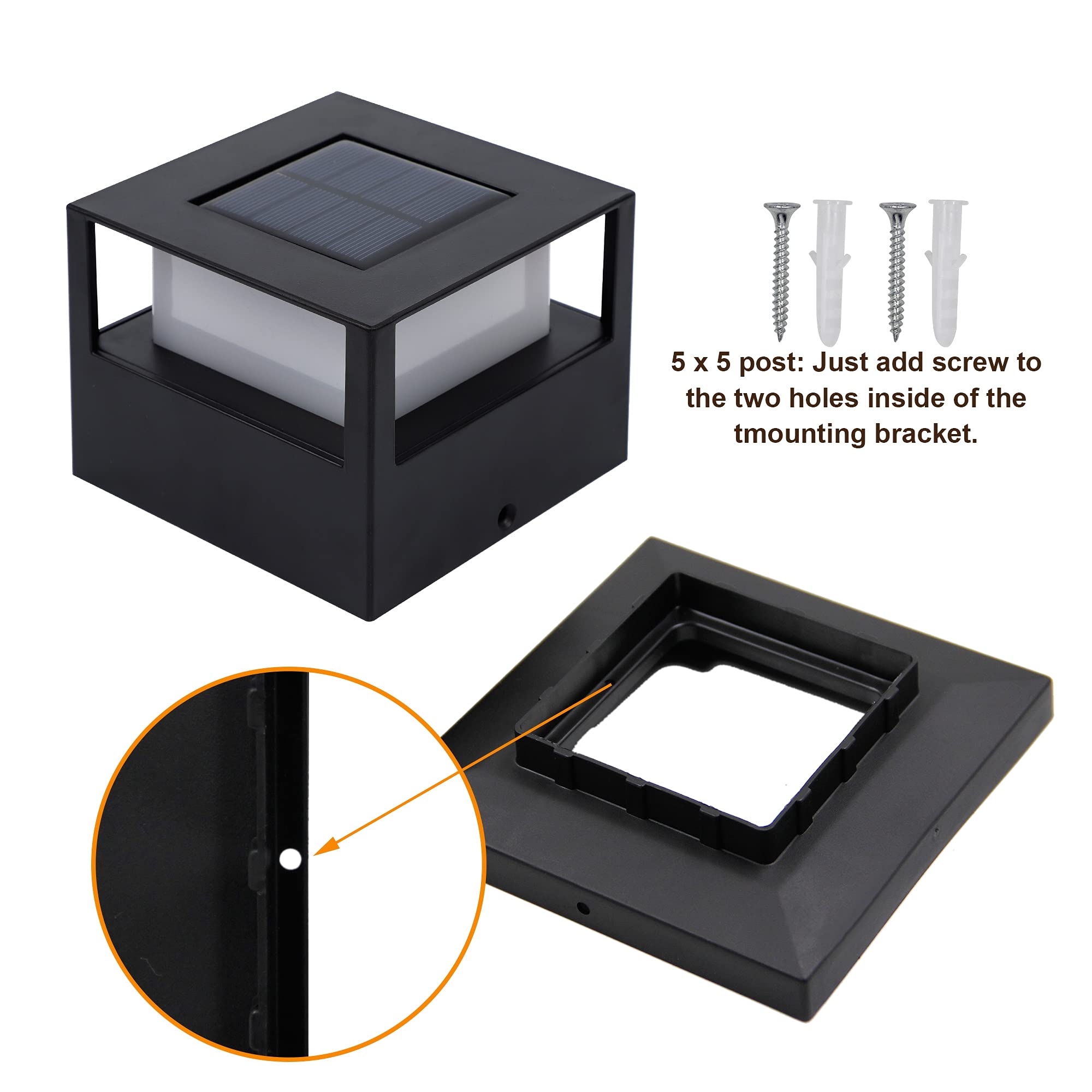 MAGGIFT 2 Pack Solar Post Lights, 20 Lumen Outdoor Warm White High Brightness SMD LED Lighting Solar Powered Cap Light, Fits 4x4, 5x5 or 6x6 Wooden Posts, Waterproof for Yard Fence Deck or Patio