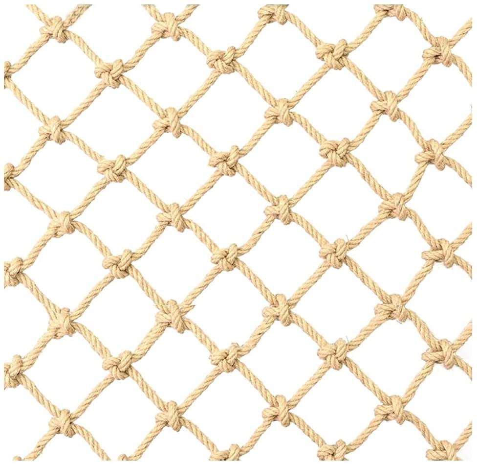 OUYOXI Hemp Rope Net 8mm*10cm Child Safety Net, Stairway Safety Net, Pond Netting Pool Protective Cover Netting Protection Net Stair Balcony Protection Net (Size:1 * 1m(3.28 * 3.28ft))
