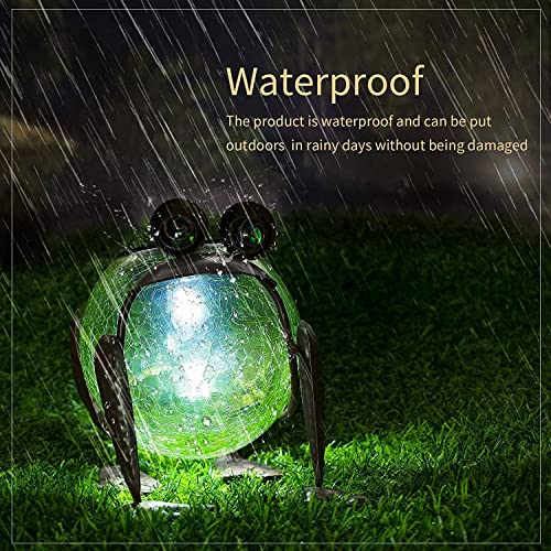 MUMTOP Solar Lantern Outdoor Waterproof LED Solar Lights Frog Decorative Tabletop Lanterns for Patio Garden Table Decor