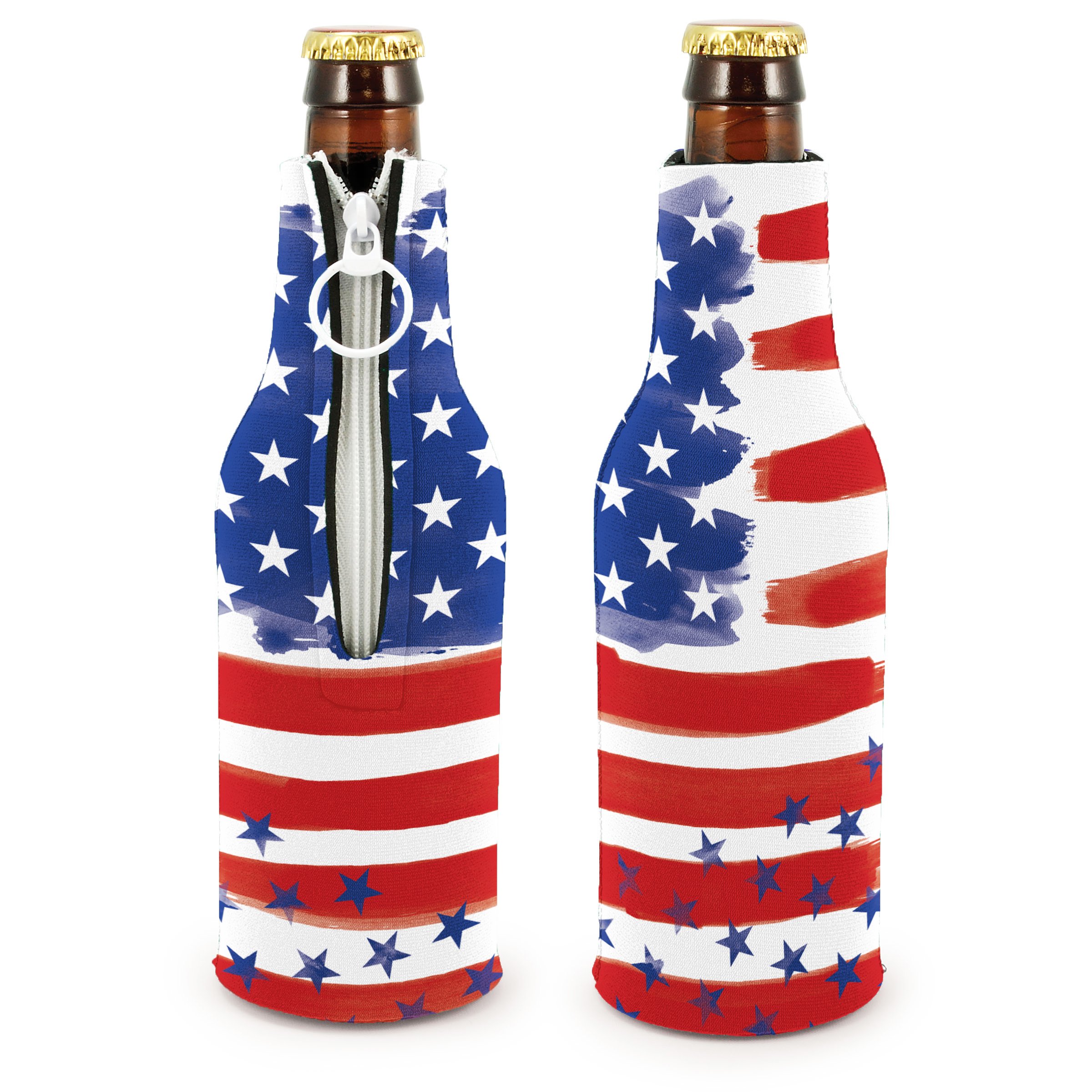 Kolder Patriotic American USA Can Bottle Neoprene Beverage Huggie Holders … (USA Flag - Bottle Suit 2-Pack)