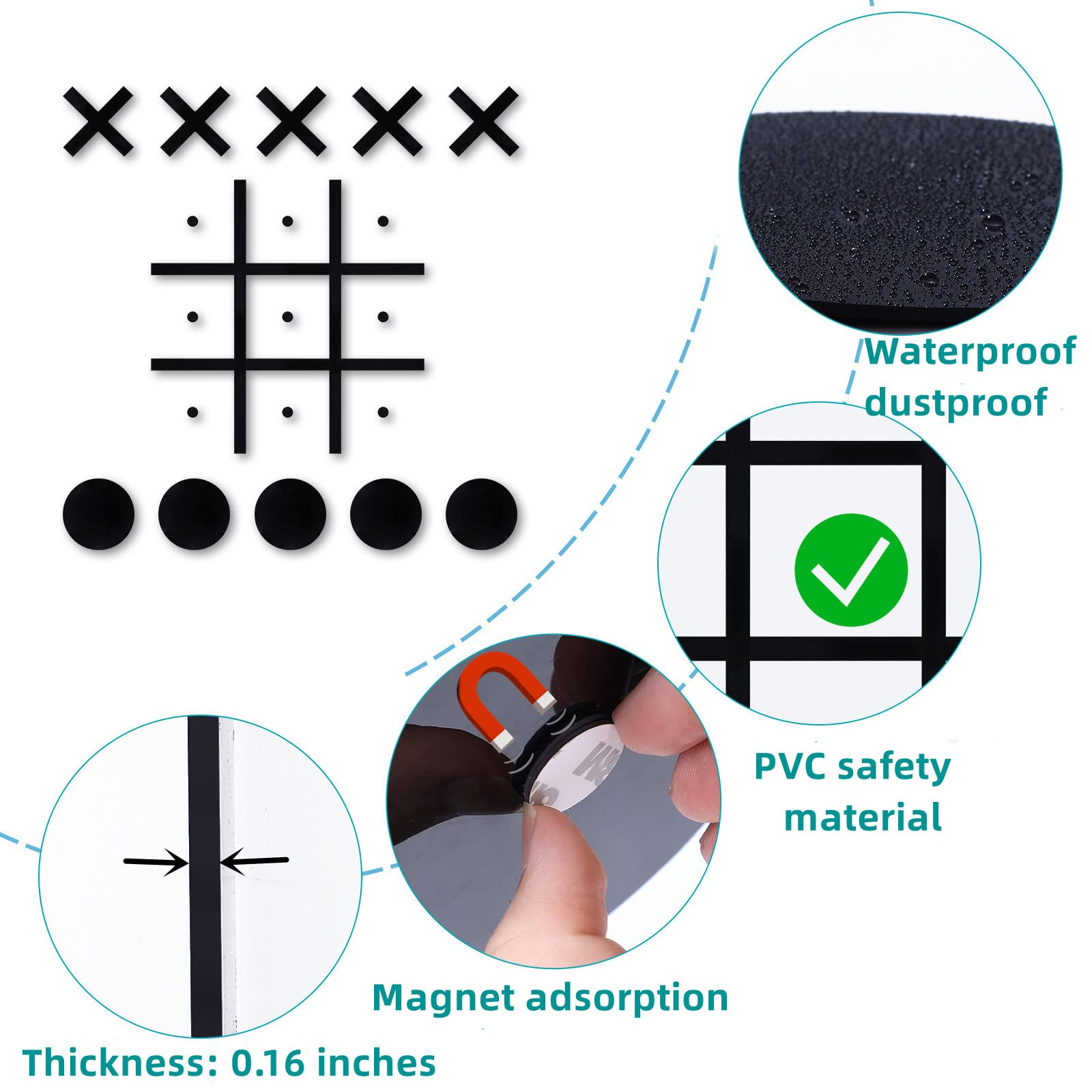 Magnetic Tic Tac Toe Wall-Mount Game, Game Room Decor,Kids&Adults Indoor Party Game,Modern Wall Decals for Kids Room