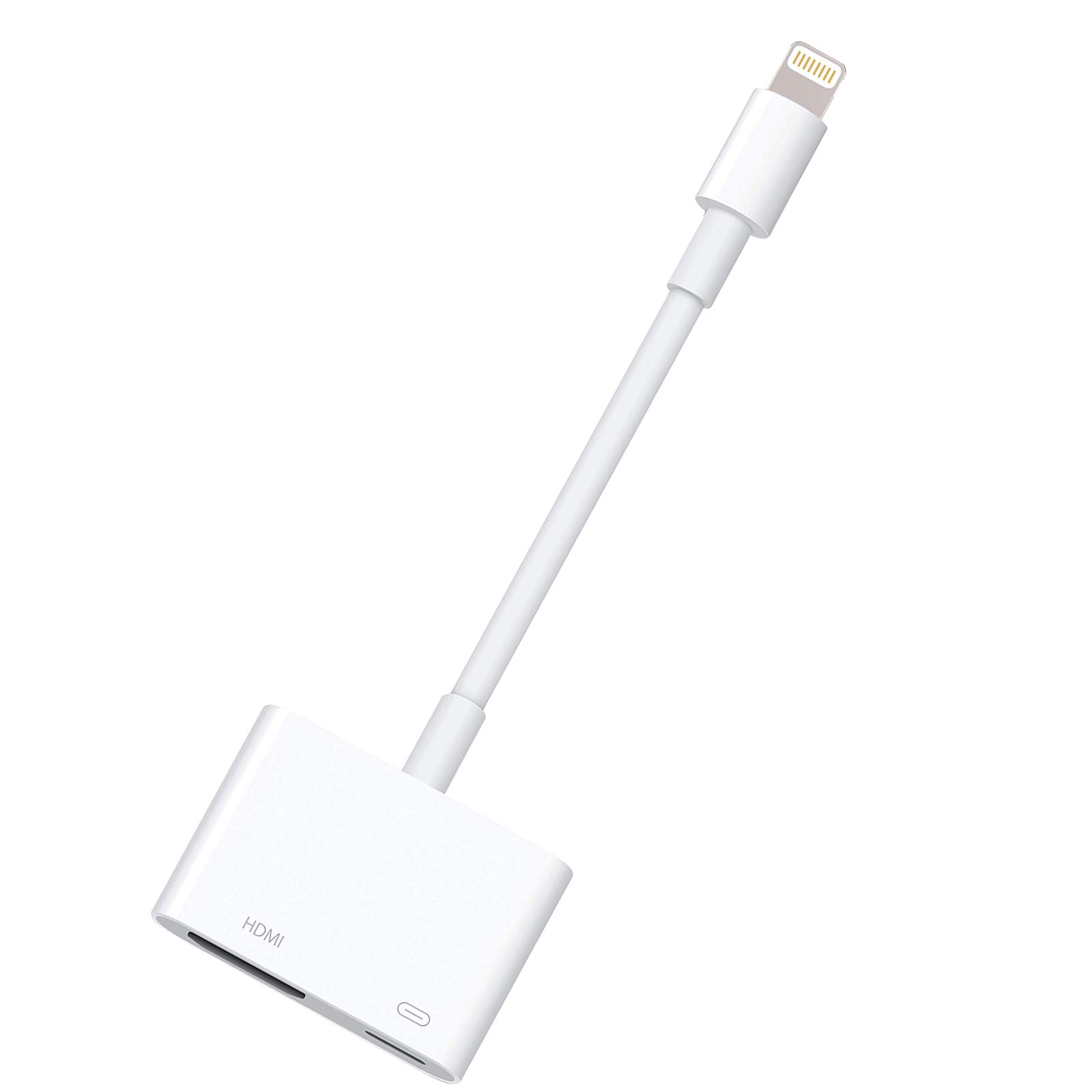Lightning to Digital AV Adapter Lightning to HDMI Adapter 1080P with Lightning Charging Port for Select iPhone, iPad and iPod Models and TV Monitor Projector (White)