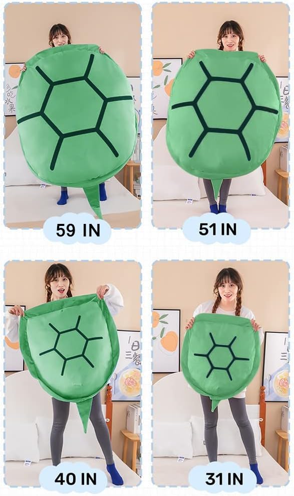 SEAHOME Wearable Turtle Shell Pillows,Turtle Plush Pillow Stuffed Animal Costume for Kids Adults , Plush Toy Funny Dress Up Creative Gifts (Green, 51 inch)