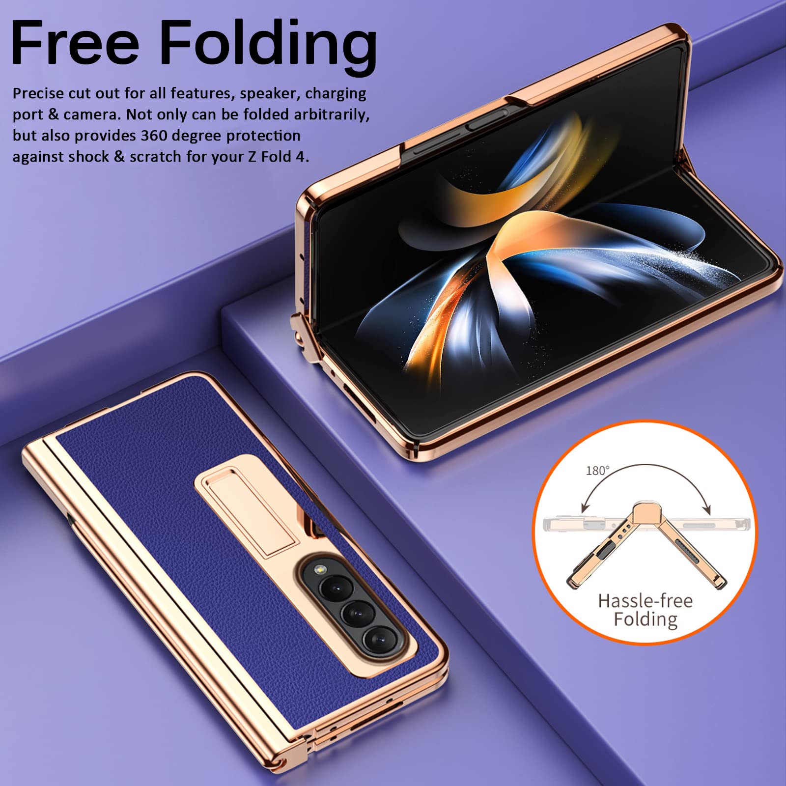 Miimall for Samsung Galaxy Z Fold 4 Case with S Pen, Z Fold 4 Case+Stylus Pen with Pen Holder+Tempered Glass Screen Protector+All-Inclusive Leather Case for Galaxy Z Fold 4 2022(Black)