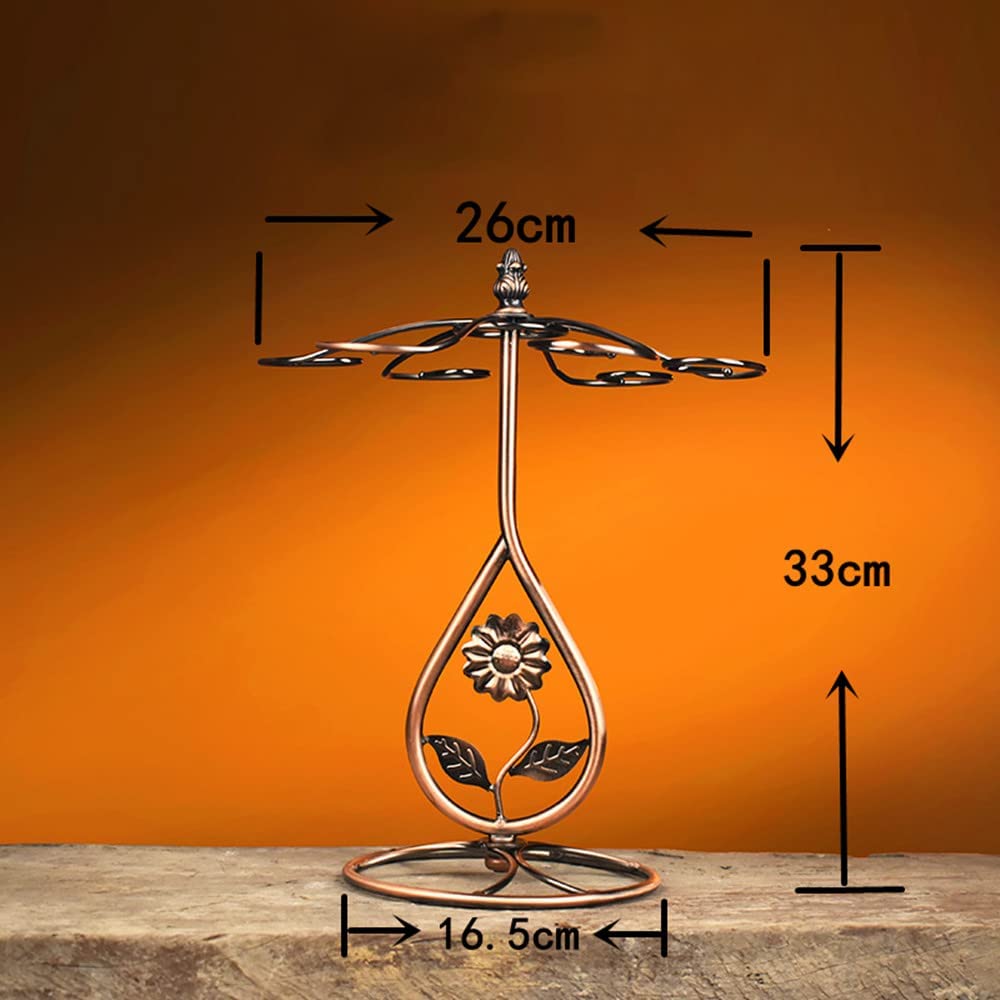 Homya Wine Glass Holder, Elegant Freestanding Table Top Goblet Storage/Wine Glass Holder with 6 Hooks Kitchen Glass Accessories for Home Bar, Bronze