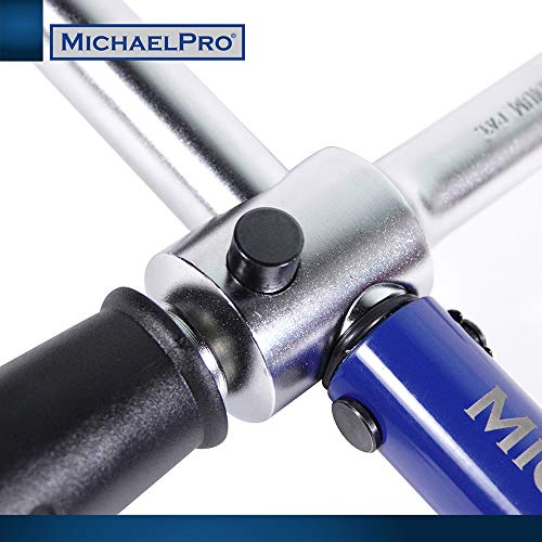 MichaelPro MP001002 Click Through Torque Wrench - 1/2 Inch Dr with 3 Sockets (11/16", 3/4", 13/16" / 17-19-21 mm) with Precise Micro Adjustment - 2in1 with Lug Wrench for Automotive and Changing Tires