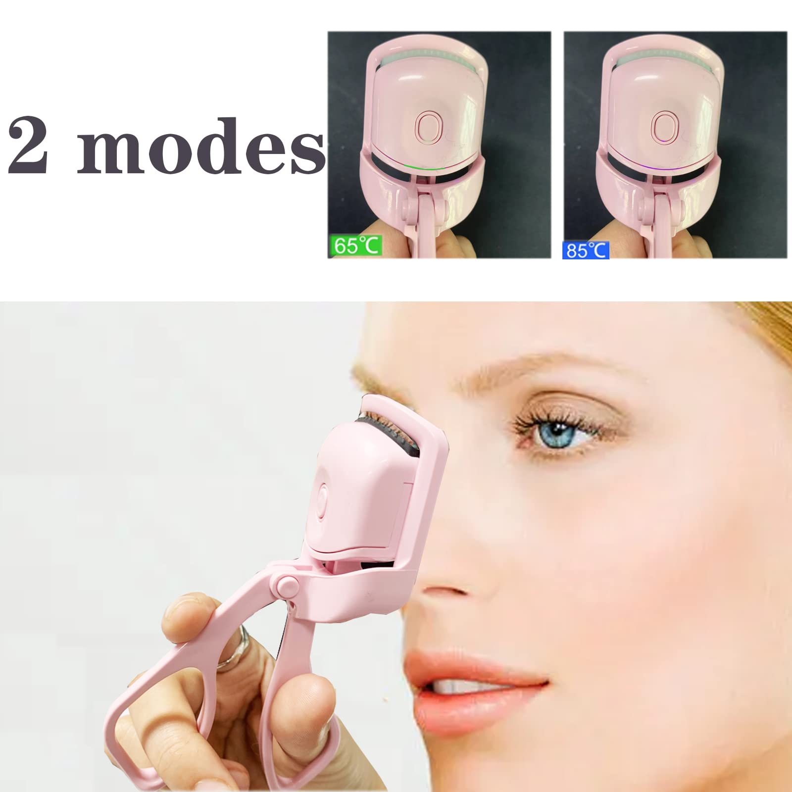 MMSBOG Heated Eyelash Curler, Electric Eyelash curlers 2 Heating Modes USB Rechargeable, Curling Eye Lashes Long Lasting,Ideal Gift for Women (Pink)