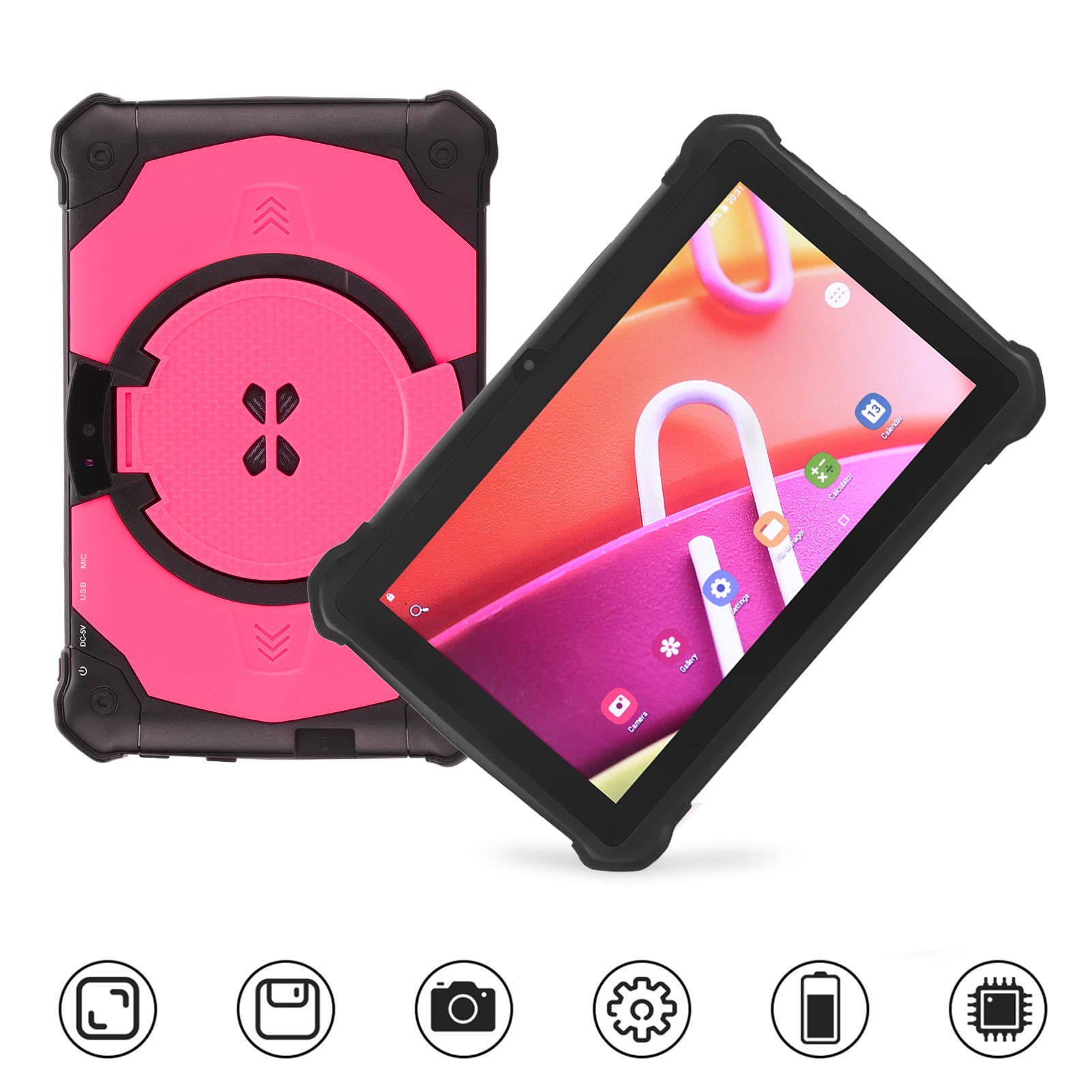 LBEC Kids Tablet, 5000mAh Rechargeable 7in Kids Tablet 100 to 240V Rear 8MP US Plug for Entertainment (Pink)