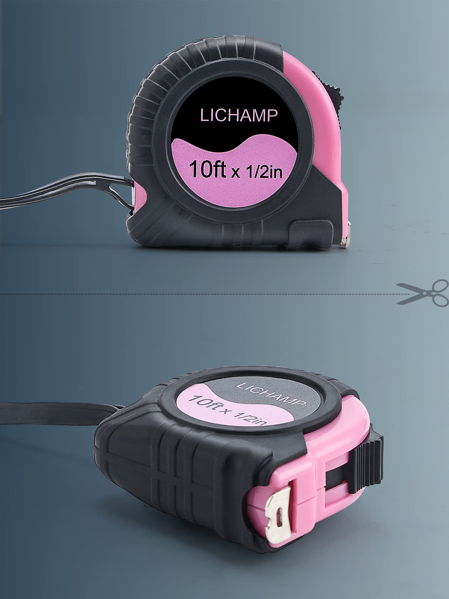 Lichamp Small Tape Measure 10 Feet, Pink Tape Measure Mini 3 Pack 10ft x 1/2in with 1/8 Fractions, 0310PK