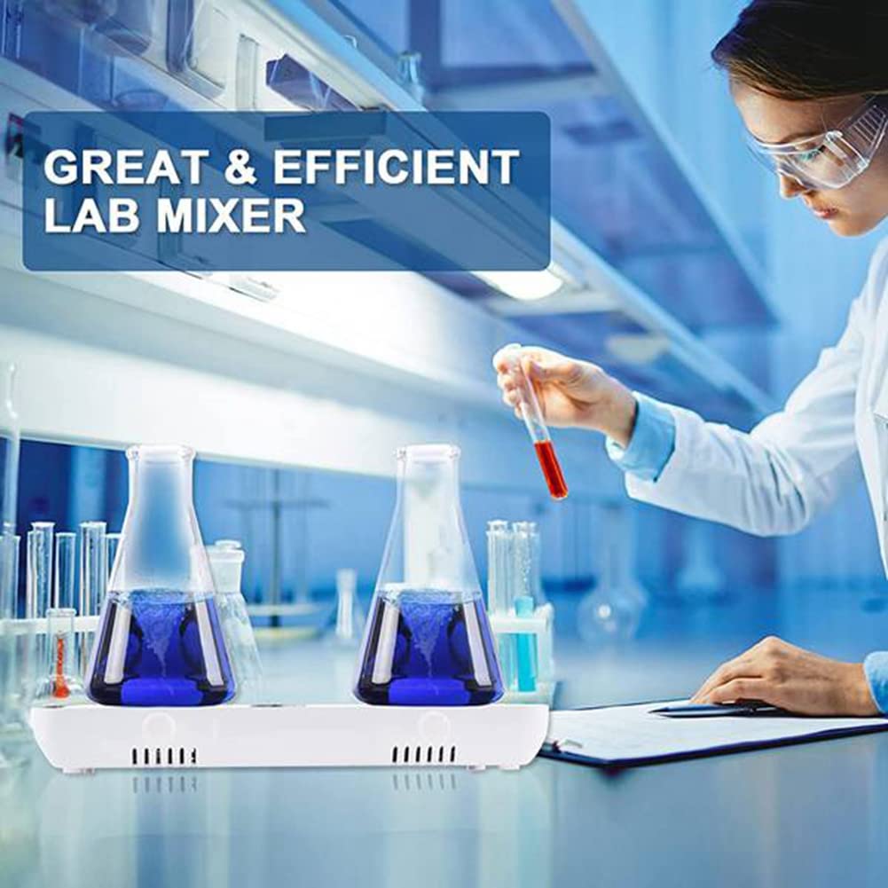 MECHPLOW Magnetic Stirrer with Stir Bar,2 Working Panel Lab Mixer,1L+1L Capacity,0-4000RPM Adjusat Speed