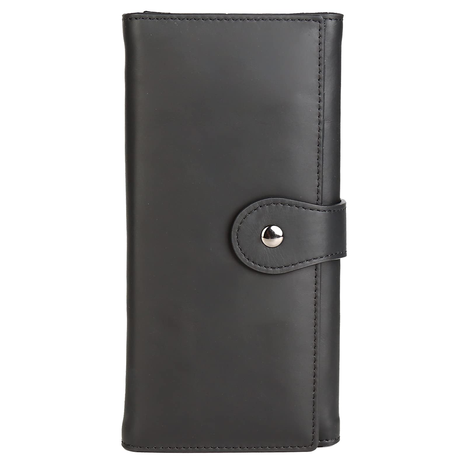KELEEL Women Wallet RFID Blocking Genuine Leather Trifold Clutch Long Wallets Ladies Purses Multi Card Holder Phone Organizer (Classic Black)