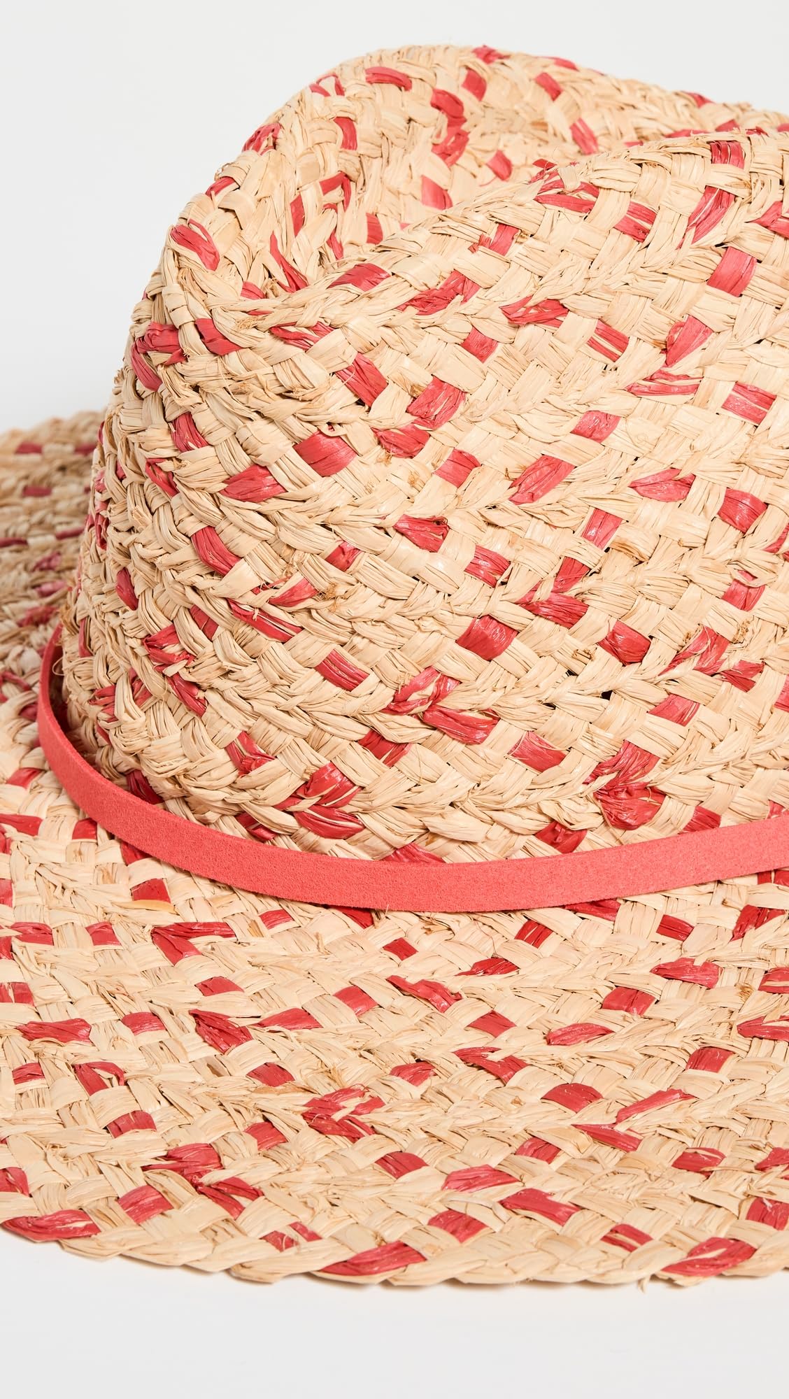 Lele Sadoughi Women's Tina Two-Tone Straw Hat, Scarlet, Red, Tan, One Size