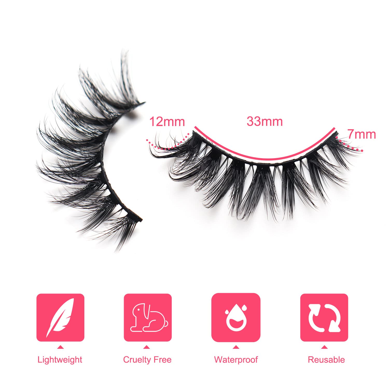 MilyBest Lashes Wispy False Eyelashes Fluffy Cat Eye Lashes Natural Look D Curl Lashes Mink Bulk Fake Eyelashes Extensions Pack