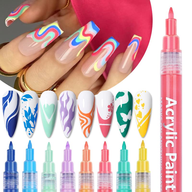MAITING 10 Color 3D Nail Art Pens Set, Nail Point Graffiti Dotting Pen Drawing Painting Liner Brush for DIY Nail Art Beauty Adorn Manicure Tools