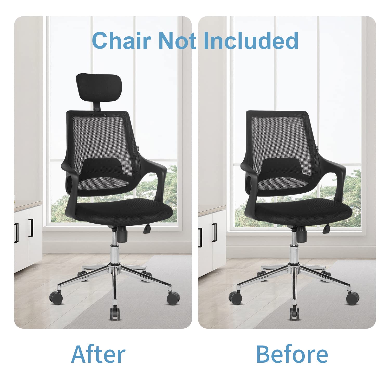 Office Chair Mesh Headrest Attachment Universal, Adjustable & Detachable Ergonomic Neck Support Cushion Clip On, Breathable Mesh Head Pillow Detachable, Compatible with Most Chairs
