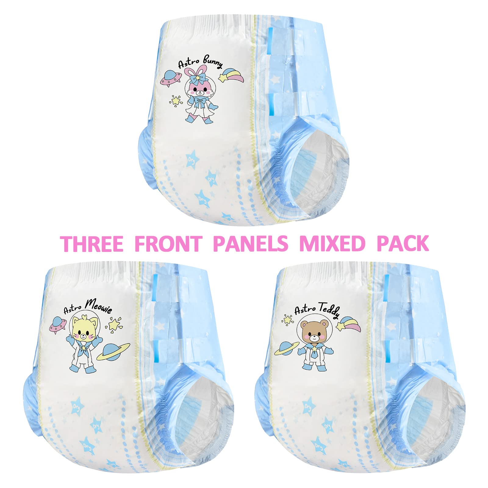 Littleforbig Printed Adult Brief Diapers 10 Pieces - Astro Babies (Medium 28"-38")