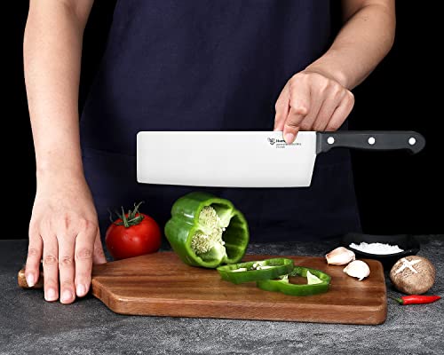 Humbee 7.5-Inch Nakiri Knife Razor Sharp High Carbon Stainless Steel Meat Cleaver, Vegetable Chopper Kitchen Knife Multipurpose Chef Knife