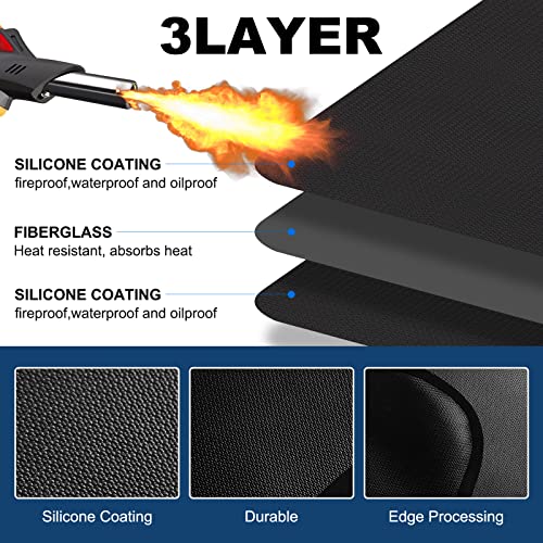Joysup Under Grill Mat 44×25 Inch for Outdoor Grill, Fireproof Pad for Fire Pit, Flat Top, Smokers, Gas Grills and Fireplace ,Waterproof Fireproof BBQ Protective Mat for Decks、Patios and Wooden Floor