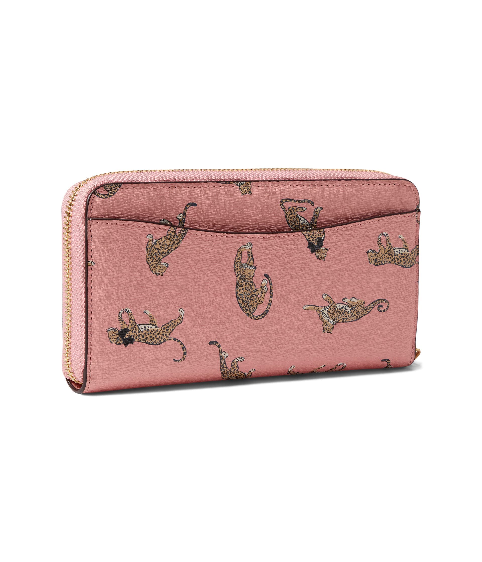 Kate Spade New York Morgan Leopard Printed Saffiano Leather Zip Around Continental Wallet Dancer Pink One Size