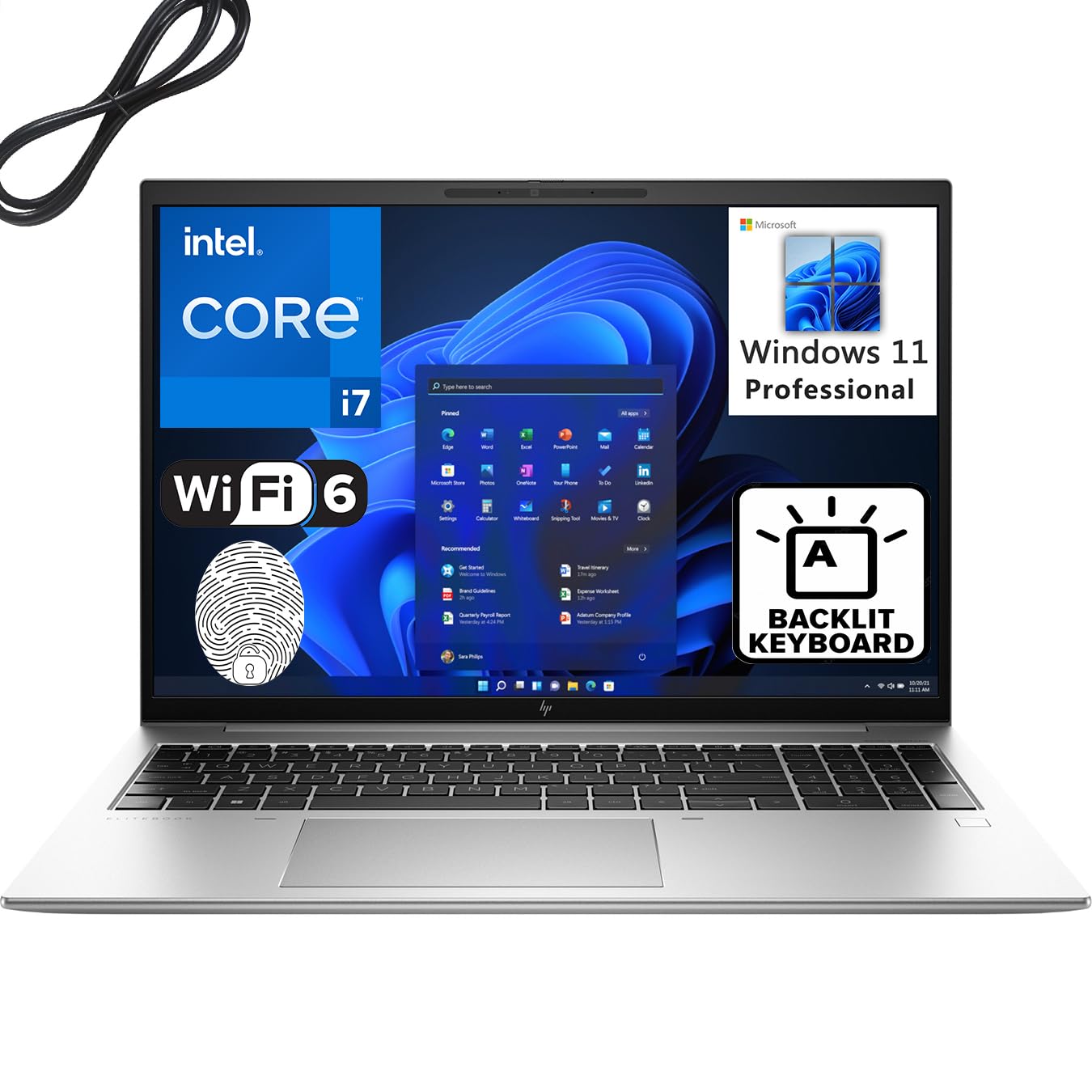 HP EliteBook 860 G9 16" WUXGA Business Laptop Computer, 12th Gen Intel 12-Core i7-1260P, 64GB DDR5 RAM, 1TB PCIe SSD, WiFi 6, BT 5.2, Backlit KB, Fingerprint Reader, Windows 11 Pro, BROAG Cable
