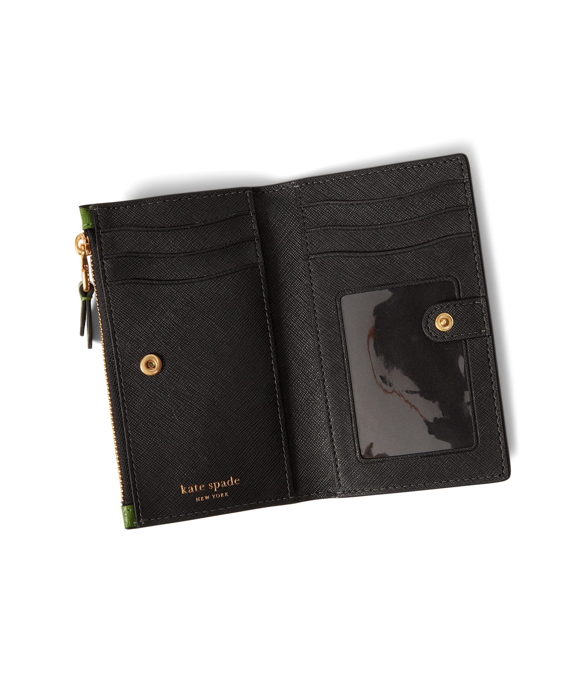 kate spade new york Ziggy Zebra Embellished Small Slim Bifold Bitter Greens One Size