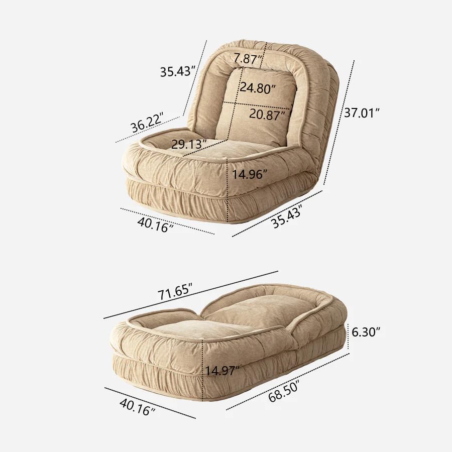 Mekelin Upgraded Foldable Lazy Sofa Bed - Adjustable Cozy Tatami for Living Room, Bedroom, Backyard, Balcony & Bay Window, Green