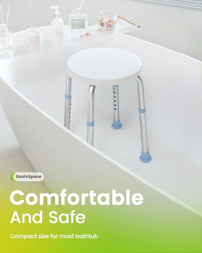 OasisSpace Shower Chair for Inside Shower, Adjustable Shower Stool,Bathtub Seat Bench with Anti-Slip Rubber Tips for Safety and Stability, Handicap Bathroom Stool for Seniors, Disabled, Handicap