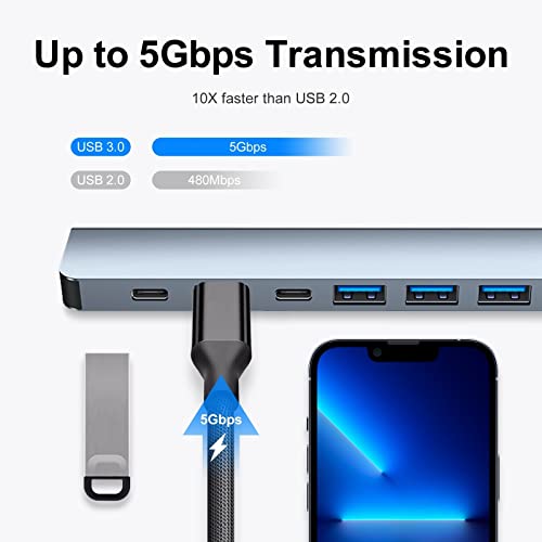 HUIFANGBU 7 in 1 USB 3.0 and Type-C / USB-C to USB 3.0 USB 2.0 HUB Adapter