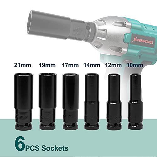 Kinswood Cordless Impact Wrench, 1/2 Chuck Impact Driver/Drill/Screws with 3100RPM Variable Speed, Torque 320 ft-lbs,20v 2xLithium-Ion 3.0AH Battery Pack Safety Lock Design