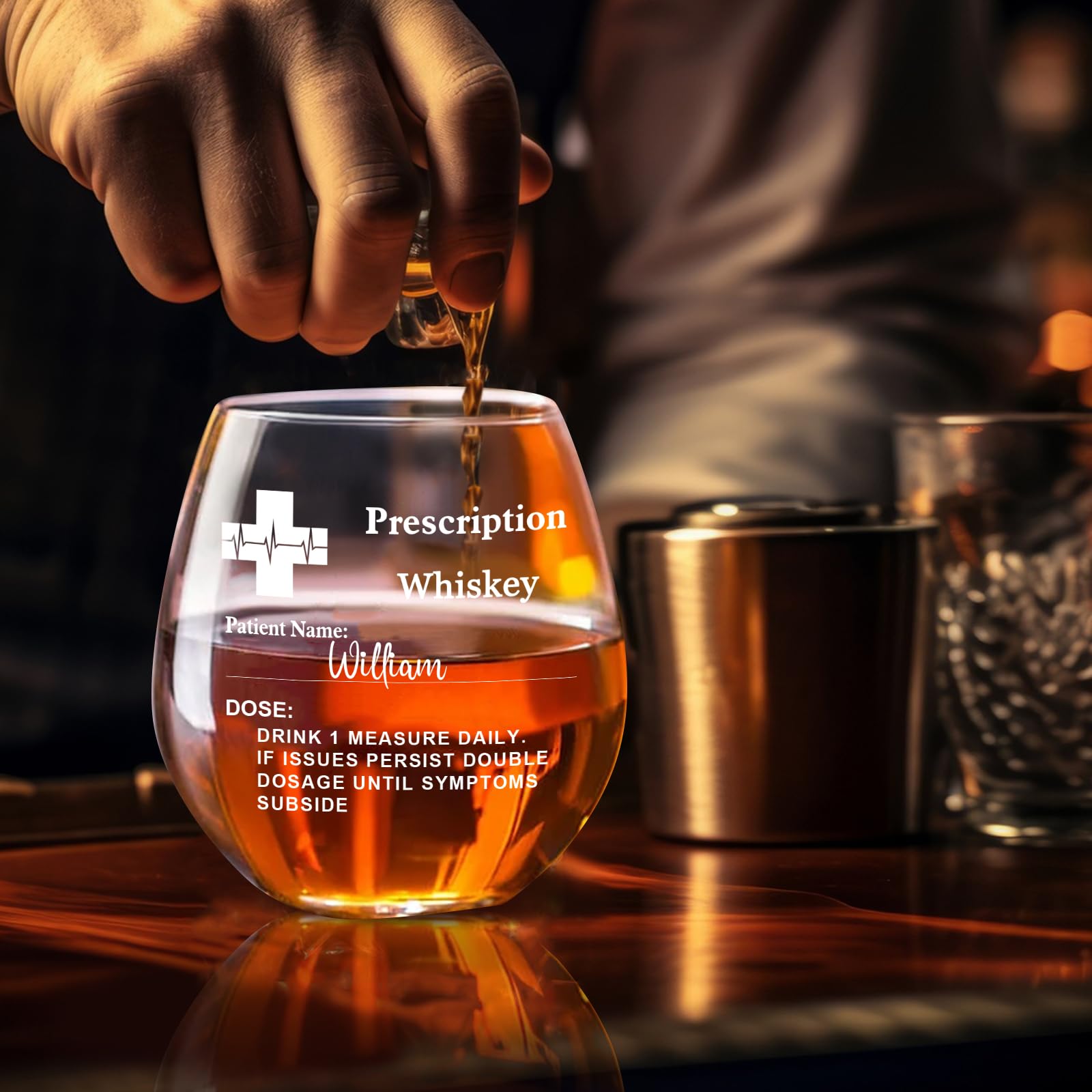 Personalized Prescription Whiskey Glass Gift - Custom Engraved Bourbon Whiskey Glasses for Fathers Day, Wedding - Personalized Cocktail Glass Premium Luxury Gift for Men Groomsman Dad