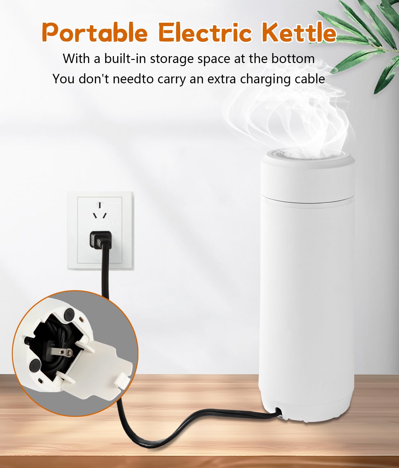 Portable Tea Kettle Electric Travel, 350ML mini tea kettle Water Heater with 4 Temperature Settings, Auto Shut-Off and Boil Dry Protection