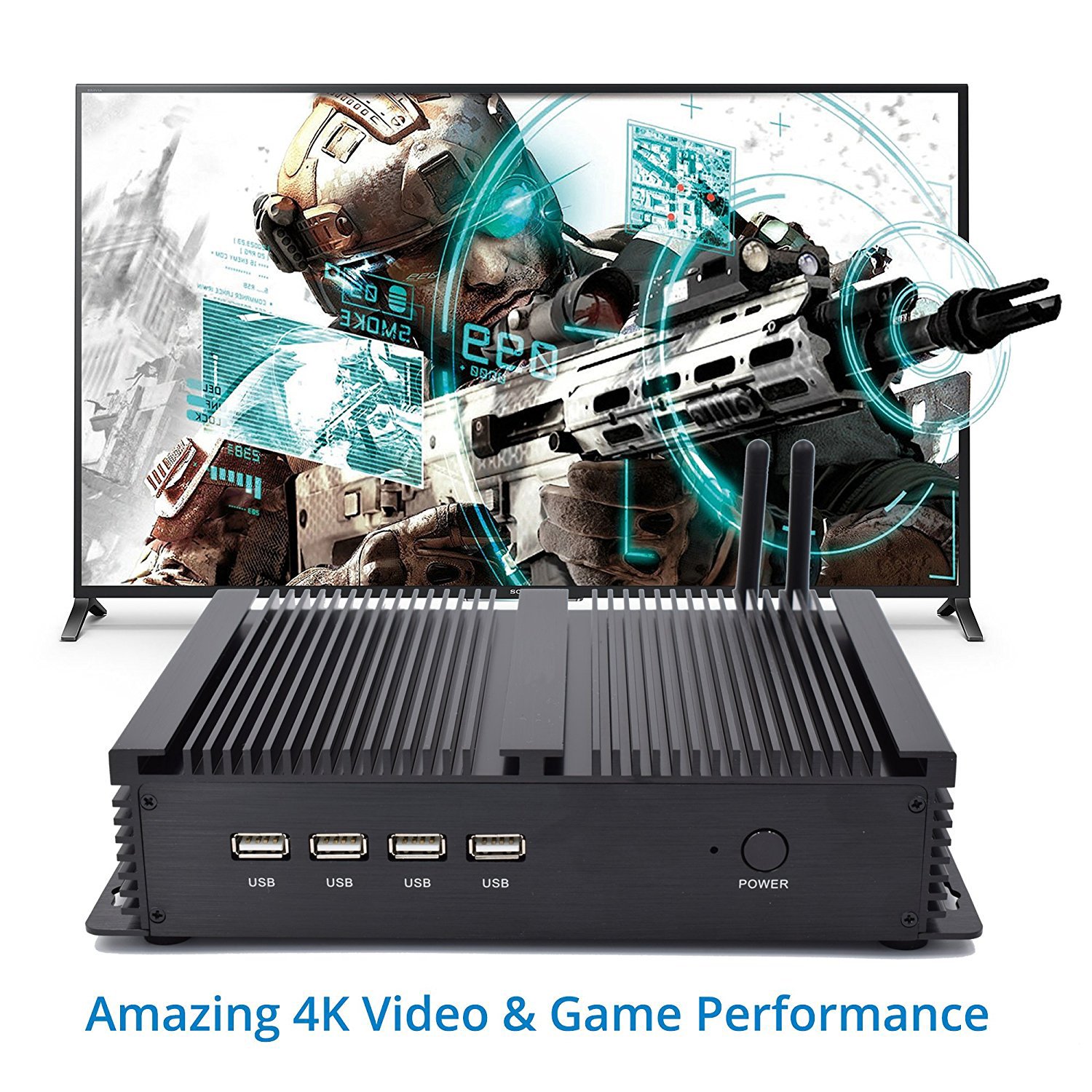 IDEARACE Powerful Fanless Mini PC, Intel Core i5-3317U CPU W-11 Pro Industrial Desktop Computer, 8GB RAM 256GB SSD, 4xCOM RS232, 4xUSB 3.0, 2xNICs, HD, VGA, Metal Case