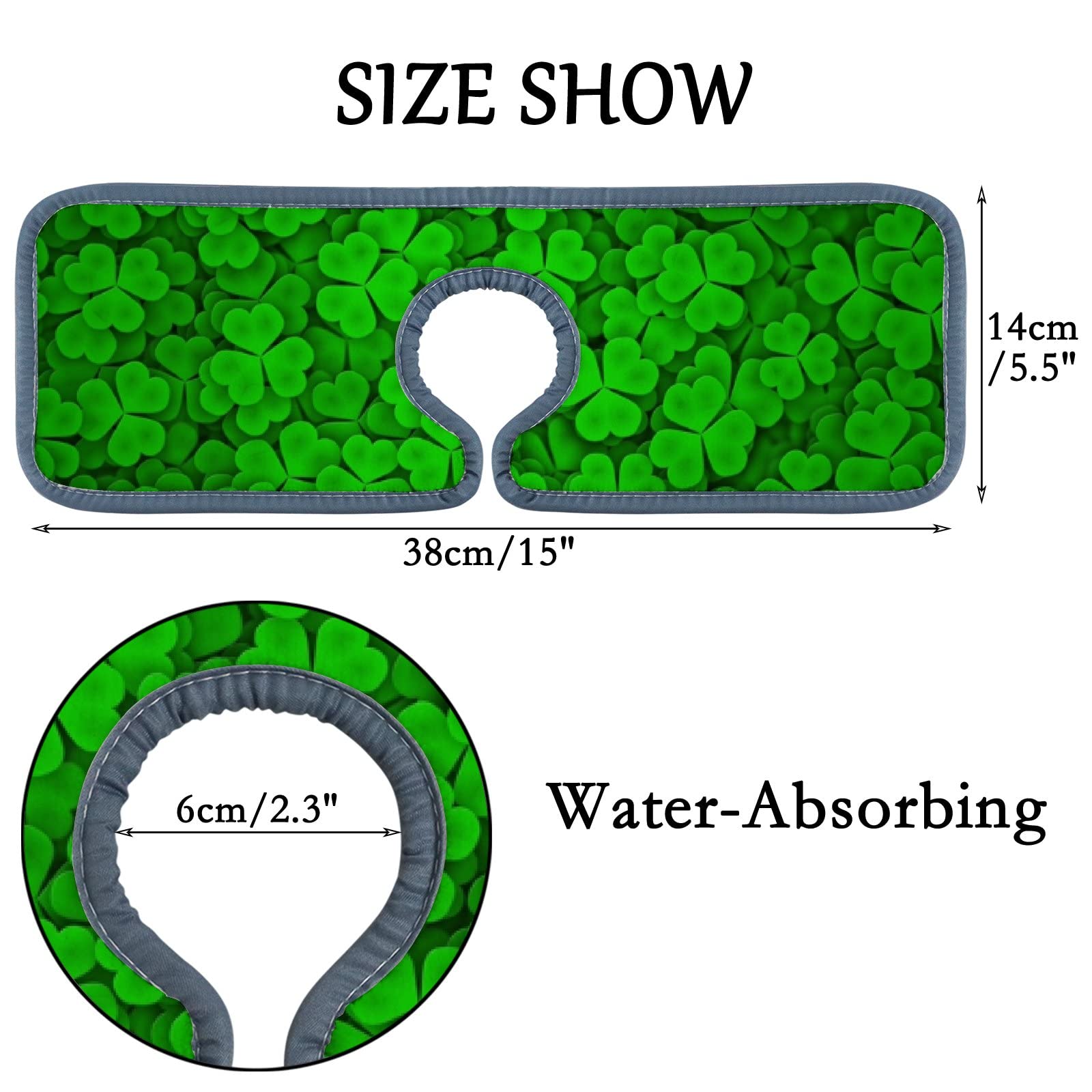 Kitchen Faucet Mats 2 Pieces Happy St Patrick's Lucky Shamrock Faucet Sink Splash Guard Bathroom Counter and RV,Absorbent Faucet Counter Sink Water Stains Preventer