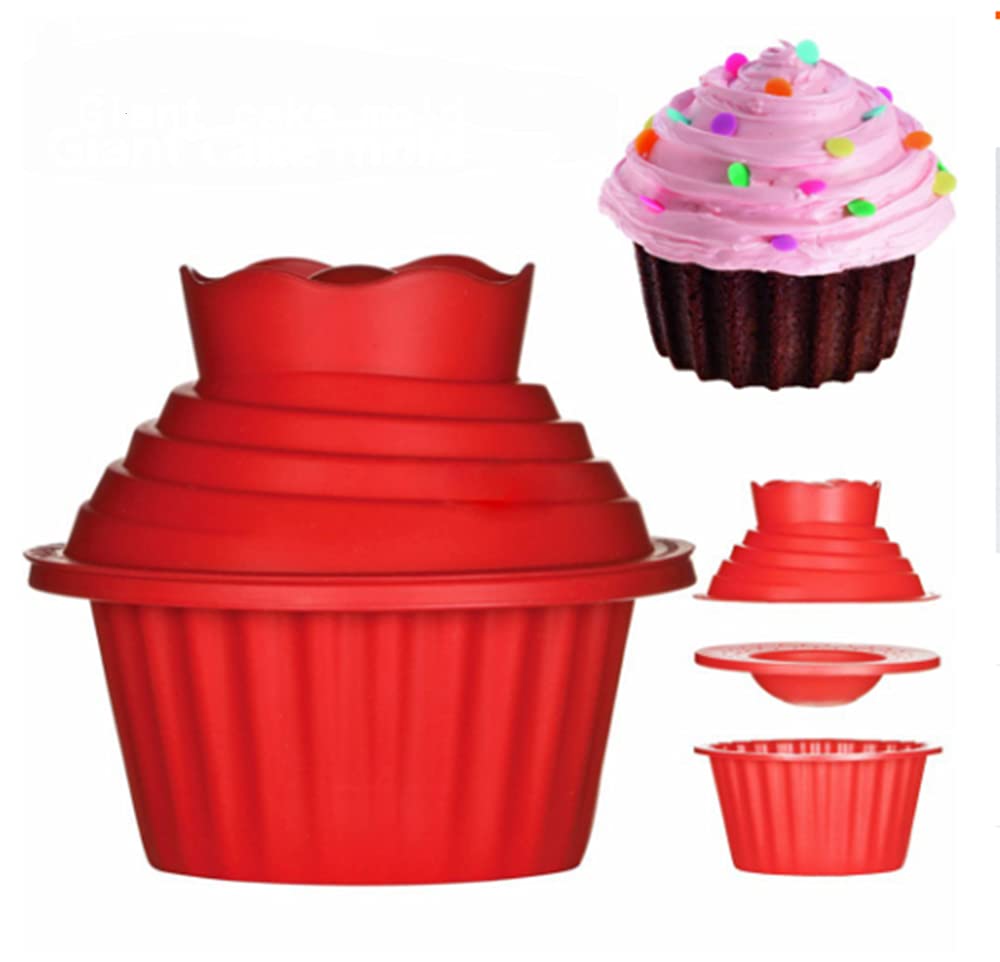 JYNHOOR Giant Cupcake Molds,Dishwasher Safe Big Top Silicone Cupcake Molds,Non-Stick Jumbo Caupcake Bake sets for Easy Cake Decorating and DIY Bake tools(3 pack)